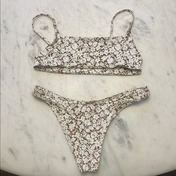 Stone Fox Swim | Swim | Stone Fox Swim Brown And White Floral Bikini ...